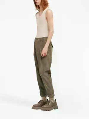 AMI Paris Corduroy Box-pleated Tapered Trousers - Brown