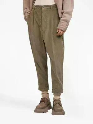 AMI Paris Corduroy Box-pleated Tapered Trousers - Brown