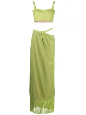 RAYANE BACHA Cut-out Metallic Maxi Dress - Green