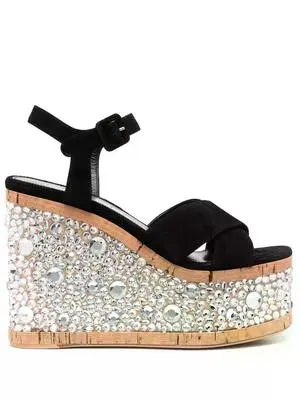 HAUS OF HONEY Crystal-embellished Wedge Sandals