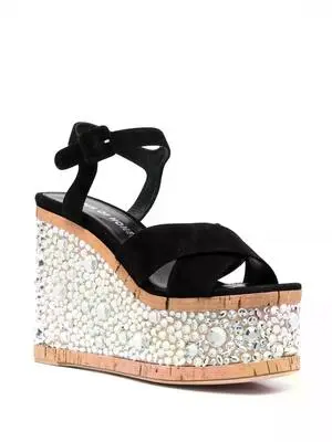 HAUS OF HONEY Crystal-embellished Wedge Sandals