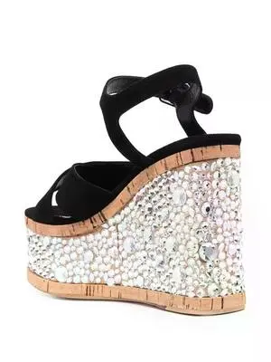 HAUS OF HONEY Crystal-embellished Wedge Sandals