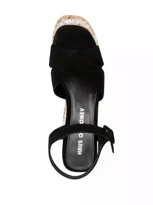 HAUS OF HONEY Crystal-embellished Wedge Sandals