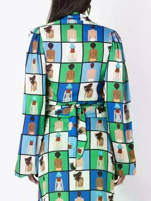 AMIR SLAMA Illustration-print Wrap Blouse