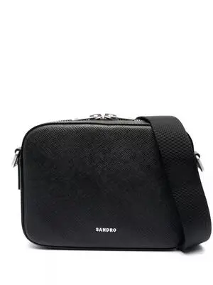 Sandro Small Saffiano Leather Camera Bag - Black