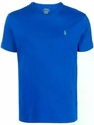 Polo Ralph Lauren Embroidered-logo Short-sleeve T-shirt - Blue