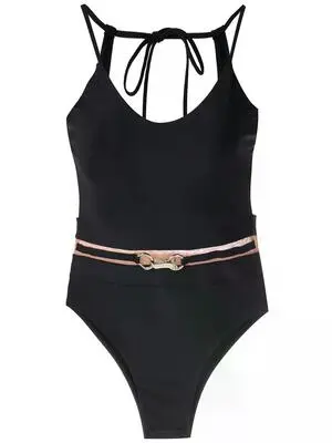AMIR SLAMA Belted Open Back One-piece - Black