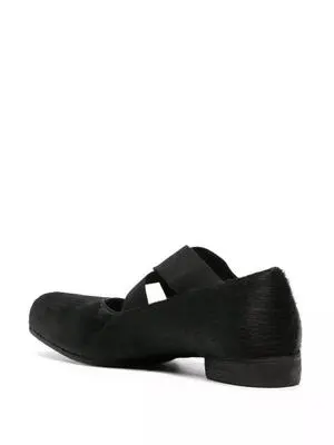 UMA WANG Brushed-effect Leather Ballerina Shoes - Black