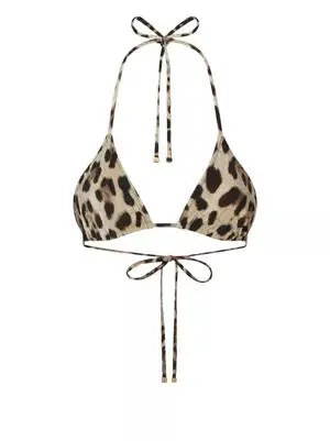 Dolce & Gabbana Leopard-print Triangle Bikini Top - Neutrals