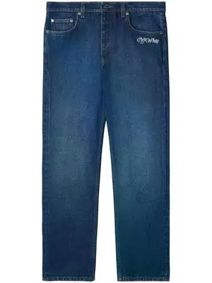 Off-White Script Tapered Jeans - Blue