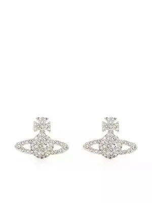 VIVIENNE WESTWOOD Crystal-embellished Logo Stud Earrings - Silver