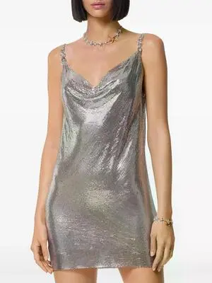 Versace Sleeveless Mini Dress With Medusa '95 Hardware - Silver