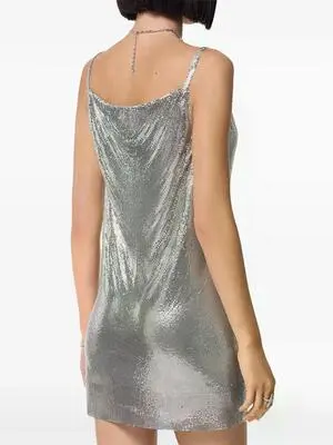 Versace Sleeveless Mini Dress With Medusa '95 Hardware - Silver