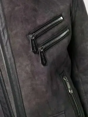 Philipp Plein Iconic Plein Suede Biker Jacket - Black