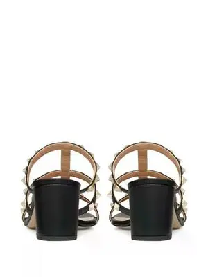 Valentino Garavani Rockstud Calfskin Leather Slide Sandal 60 Mm - Black
