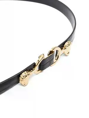 Maje Leather Belt With Lion Head Motif - Black