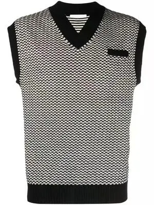 Helmut Lang Checked V-neck Vest