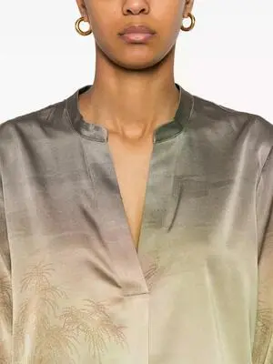 PIERRE-LOUIS MASCIA Illustration-print Blouse - Brown