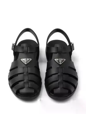 Prada Triangle-logo Sandals - Black