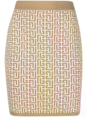 Balmain Monogram-jacquard Miniskirt