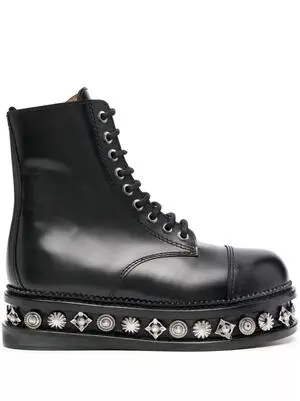 Toga Stud-embellished Leather Boots - Black