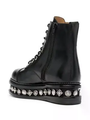 Toga Stud-embellished Leather Boots - Black