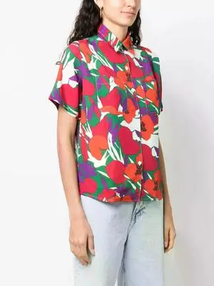 A.p.c. Floral Print Short Sleeve Shirt