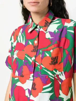 A.p.c. Floral Print Short Sleeve Shirt