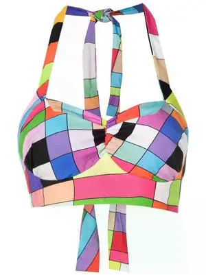 AMIR SLAMA Geometric-print Cropped Top - Multicolour