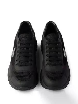 Prada Prax 2.0 Mesh Panel Lace-up Sneakers - Black