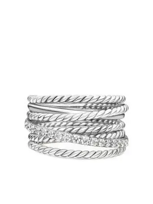 David Yurman Sterling Crossover Diamond Ring - Silver