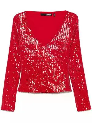 ROTATE BY BIRGER CHRISTENSEN Sequin V-neck Top