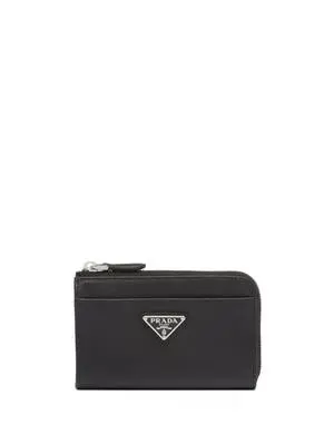 Prada Triangle-logo Leather Keychain - Black