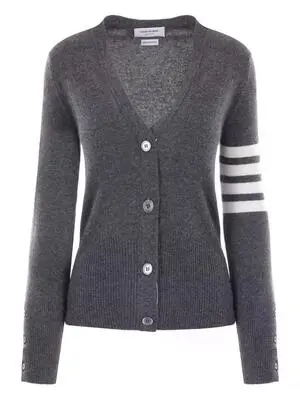 Thom Browne Cashmere V-neck Cardigan With 4-bar Sleeve Stripe
