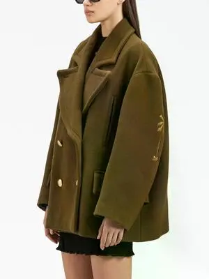 Palm Angels Palm-embroidery Double-breasted Coat