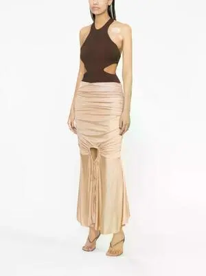 ANDREĀDAMO Gathered Detail Asymmetric Hem Skirt