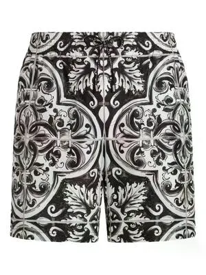 Dolce & Gabbana Graphic-print Swim Shorts - Black