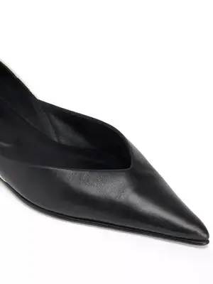 AMI Paris Pointed Leather Flat Pumps