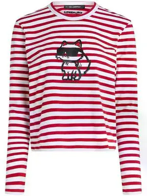 Karl Lagerfeld Ikon Stripe-print T-shirt - Red