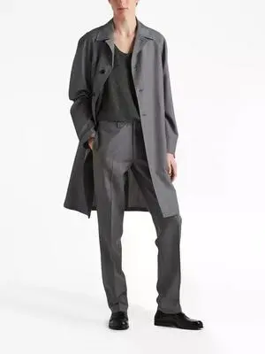 Prada Triangle-logo Mohair-wool Trousers - Grey