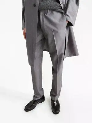 Prada Triangle-logo Mohair-wool Trousers - Grey