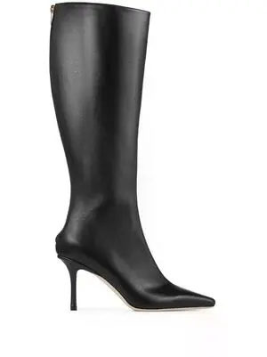 JIMMY CHOO Agathe Pointed-toe Leather Boots