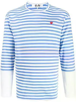Play Comme Des Garcon Striped Long-sleeve T-shirt - Blue