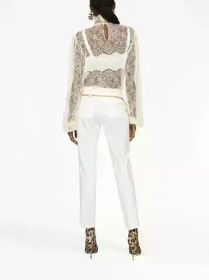 Dolce & Gabbana Lace-trim High Neck Blouse