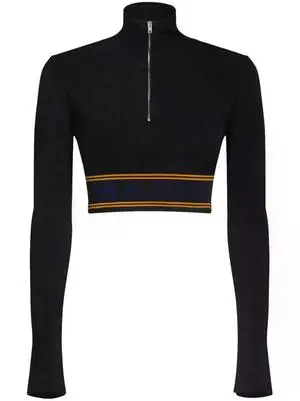 Marni Logo-underband Cropped Jumper - Black