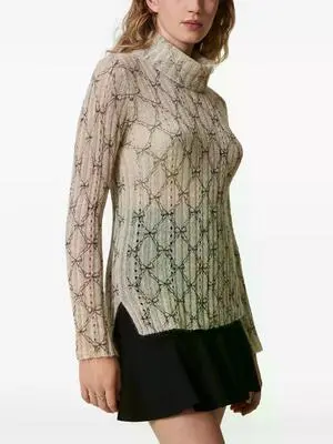 TWINSET Printed Fine Knit Sweater