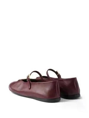 Prada Nappa Leather Ballet Flats With Enamelled Triangle Logo - Red