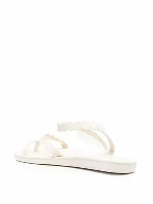 ANCIENT GREEK SANDALS Off-white Leather Single Toe Strap Sandals