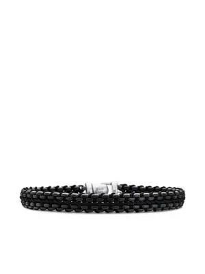 David Yurman Sterling Silver Woven Box Chain Bracelet - Black