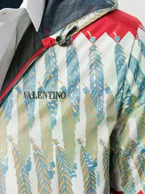 Valentino Garavani Feather Print Zipped Jacket - Red